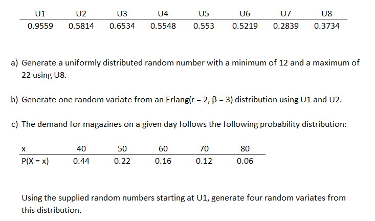 Solved A Generate A Uniformly Distributed Random Number