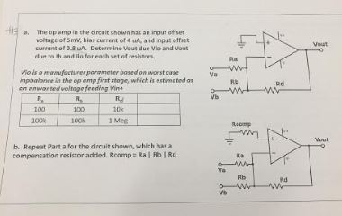 The op amp in the circuit shown has an input offset | Chegg.com