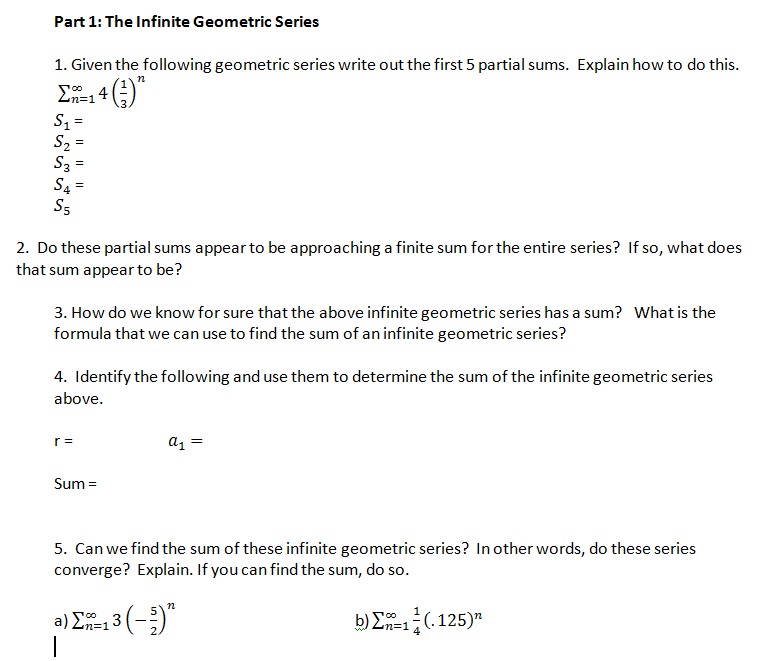 Infinite Geometric Series Formula