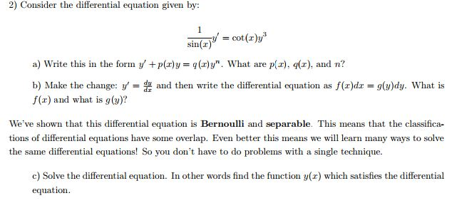 Solved Consider the differential equation given by: | Chegg.com