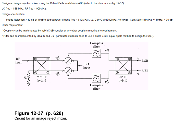 Design an image rejection mixer using the Gilbert | Chegg.com