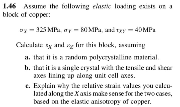Solved 1.46 Assume the following elastic loading exists on a | Chegg.com