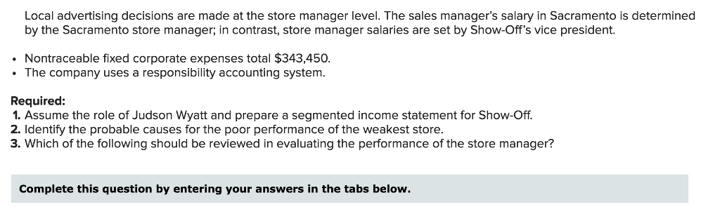 Solved Problem 12-44 Segmented Income Statement; | Chegg.com
