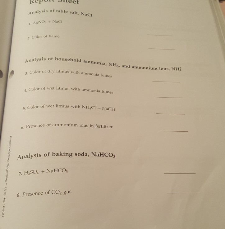 Solved nalysis of table salt, Nacı 1. AgNO, +Naci 2. Color | Chegg.com