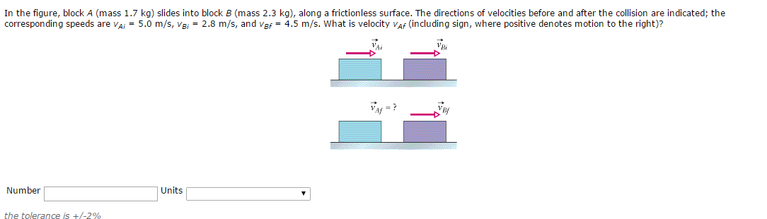 Solved In the figure, block A (mass 1.7 kg) slides into | Chegg.com
