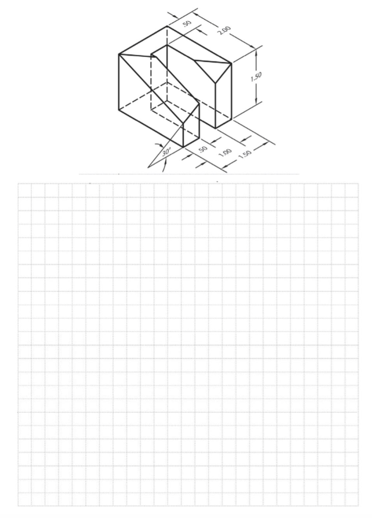 Solved Sketch the orthographic drawing of the block below | Chegg.com