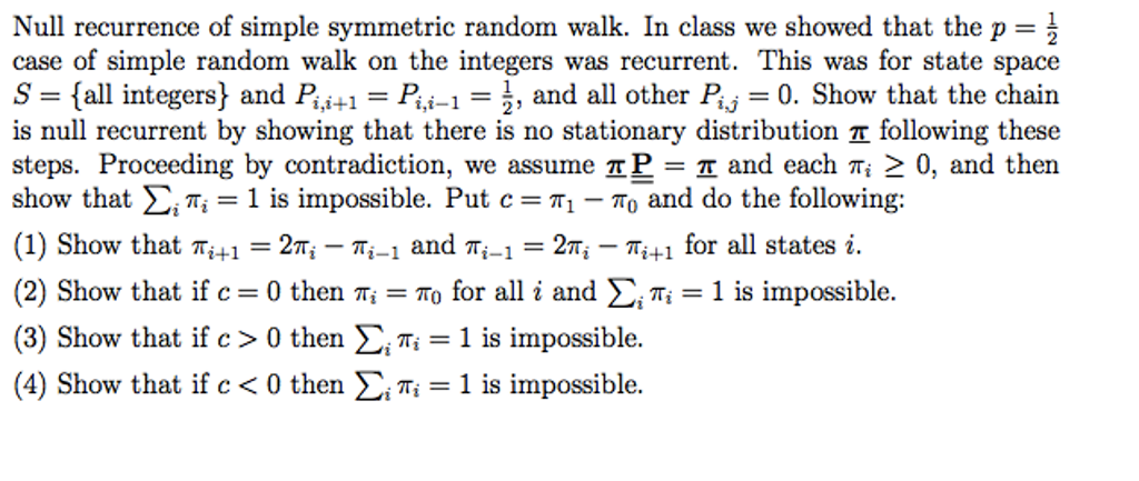 Null recurrence of simple symmetric random walk. In | Chegg.com