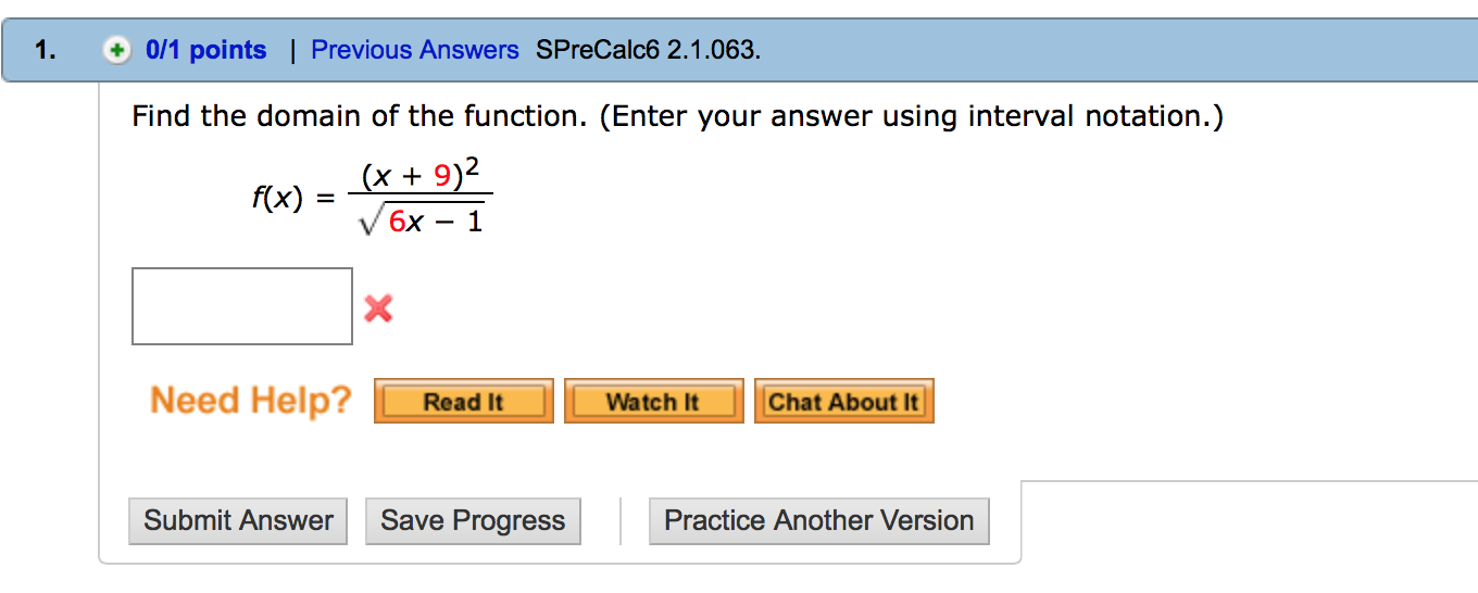 Solved Find the domain of the function. (Enter your answer | Chegg.com