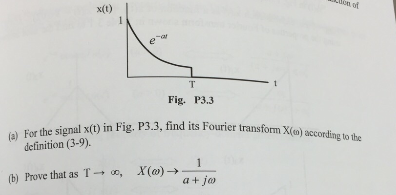 Solved (a) For the signal x(t) in Fig. P3.3, find its | Chegg.com