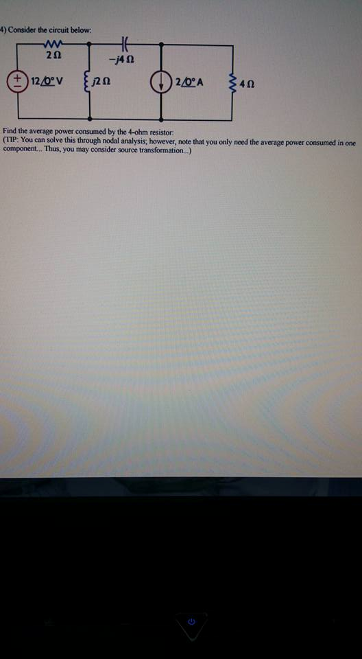 Solved Consider the circuit below: Find the average power | Chegg.com