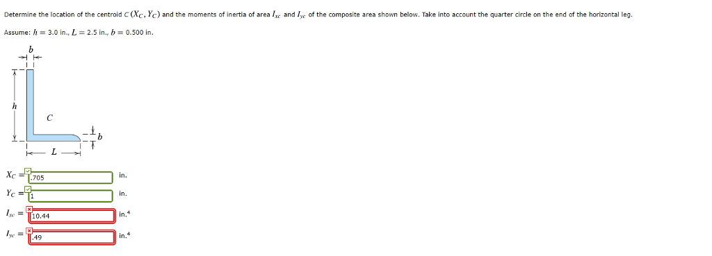 Solved Determine the location of the centroid C(Xc, Yc) and | Chegg.com