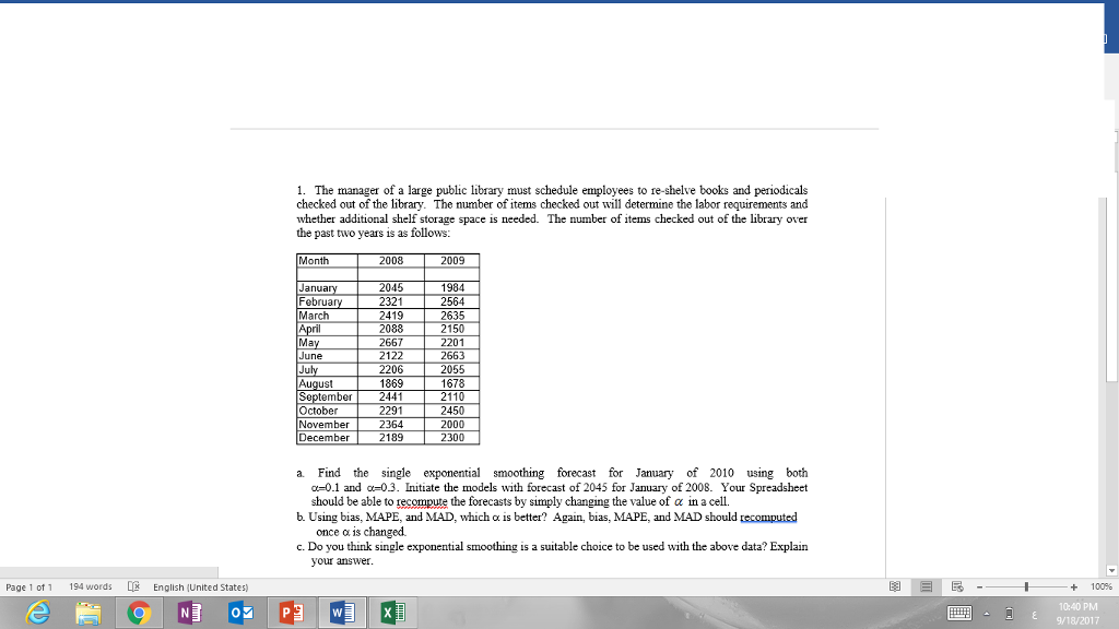 Solved The manager of a large public library must schedule | Chegg.com
