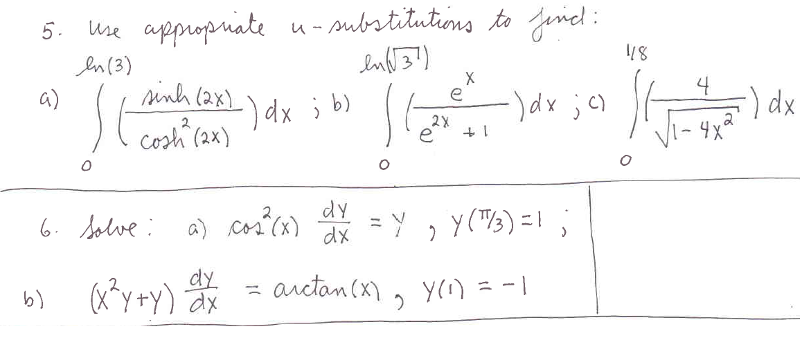 Solved 5. Use appropriate u-substitutes to find: 6. Solve: | Chegg.com