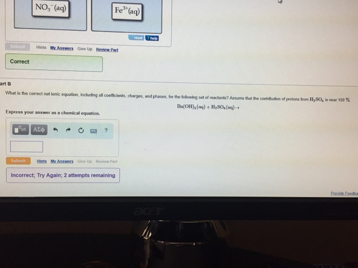 Solved What is the correct net ionic equation including all | Chegg.com