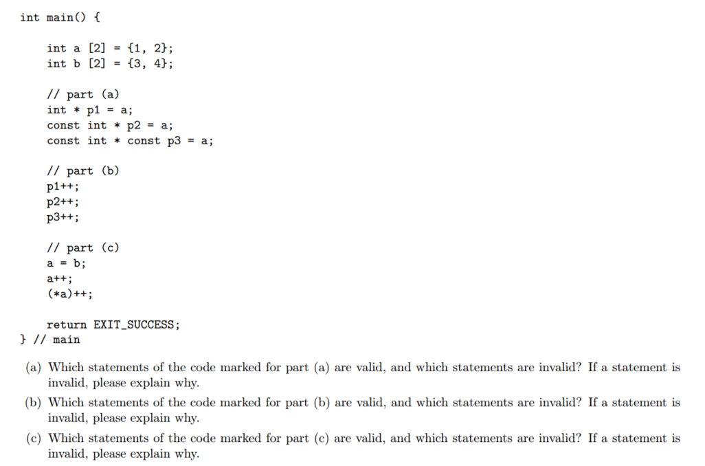 Solved Assuming proper includes, which statements are valid | Chegg.com