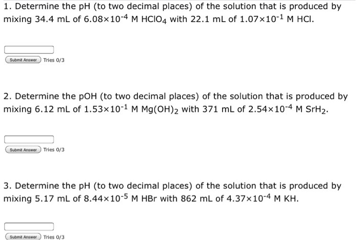 Solved Determine the pH (to two decimal places) of the | Chegg.com