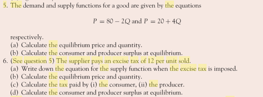 Solved 5. The demand and supply functions for a good are | Chegg.com