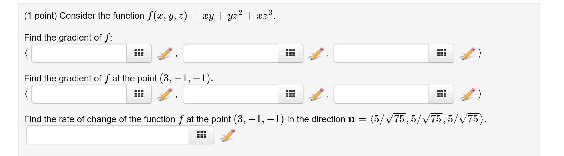 Solved Consider the function f (x, y, z) = xy + yz^2 + xz^2. | Chegg.com