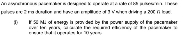 Solved An asynchronous pacemaker is designed to operate at a | Chegg.com