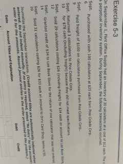 Solved Exercise 5-3 On September 1, Flint Office Supply had | Chegg.com