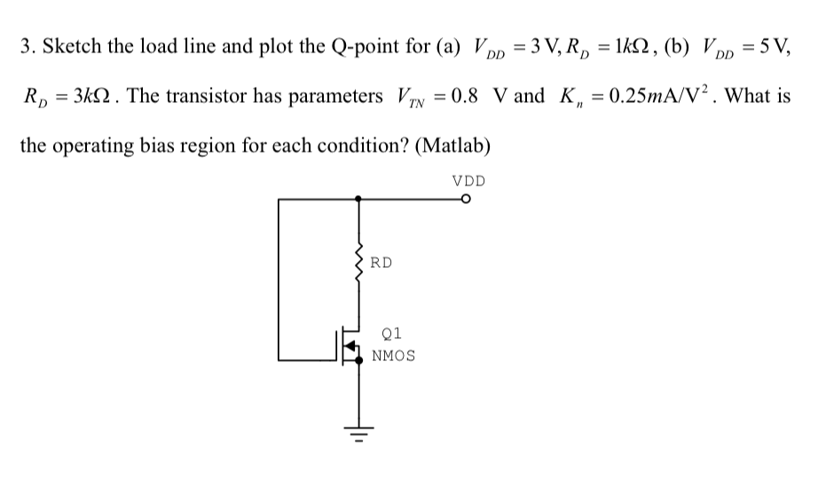 Solved 3. Sketch the load line and plot the Q-point for (a) | Chegg.com