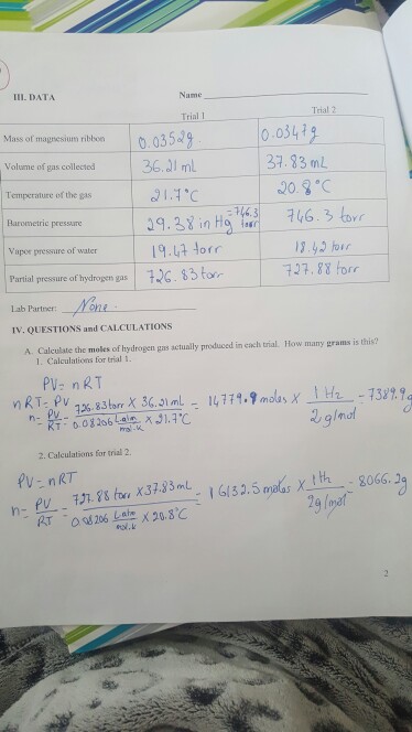 Solved Name B. Calculate the theoretical yield of hydrogen | Chegg.com