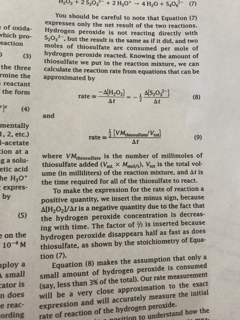 Solved H202 2 S203- + 2 H3O+ → 4 H2O + s40f_ + (7) You | Chegg.com