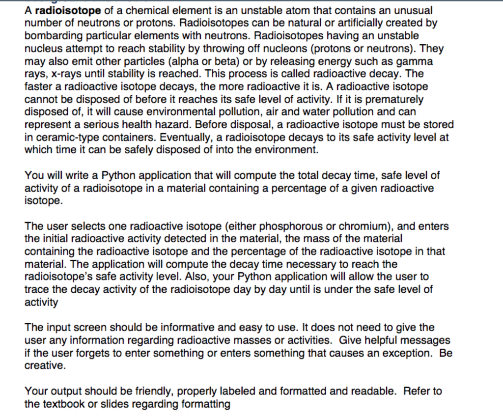Solved A radioisotope of a chemical element is an unstable | Chegg.com