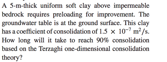 Solved A 5-m-thick uniform soft clay above impermeable | Chegg.com