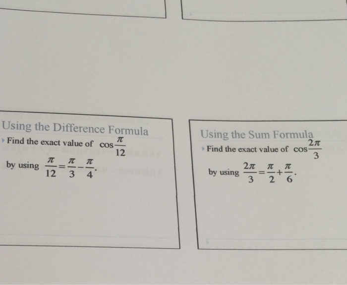 Solved Find The Exact Value Of Cos Pi 12 By Using Pi 12 Chegg