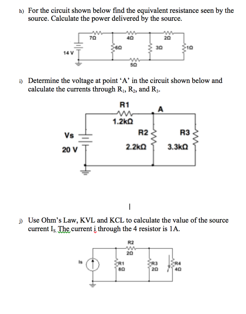 Solved H) For the circuit shown below find the equivalent | Chegg.com