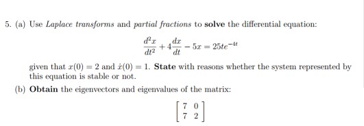 Solved Use Laplace transforms and partial fractions to solve | Chegg.com