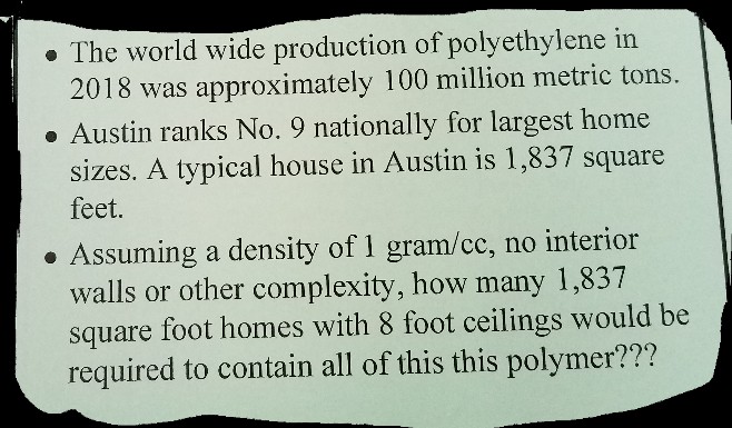 Solved . The world wide production of polyethylene in 2018 | Chegg.com