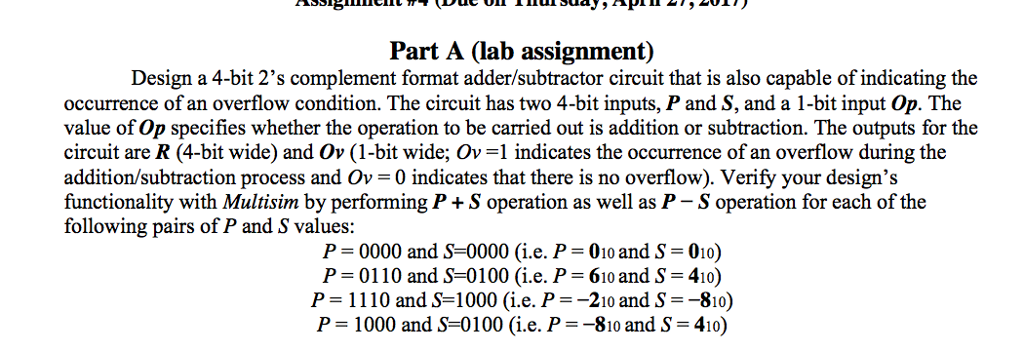 Solved Design A 4 Bit 2s Complement Format Addersubtractor
