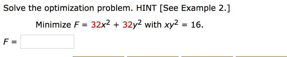 Solved Solve the optimization problem. HINT [See Example 2.] | Chegg.com