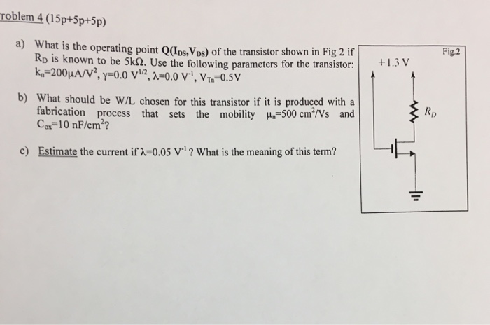 Solved What is the operating point Q(I_DS+ V_DS) of the | Chegg.com