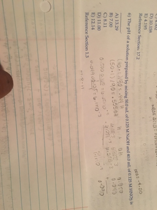 Solved The pH of a solution prepared by mixing 50.0 mL of | Chegg.com