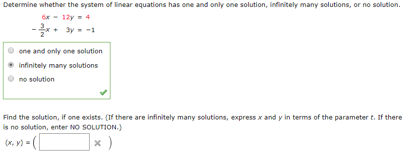 Solved Determine whether the system of linear equations has | Chegg.com