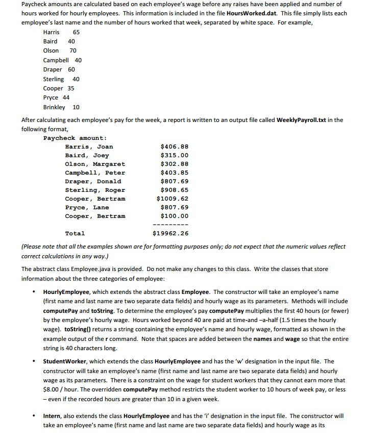 Solved For this project, you will be using polymorphism to | Chegg.com