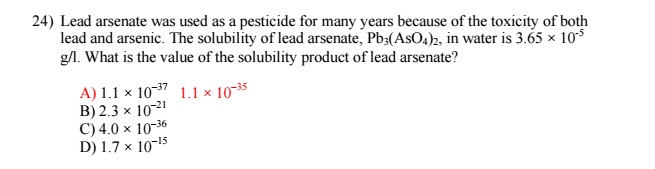 Solved Lead arsenate was used as a pesticide for many years | Chegg.com