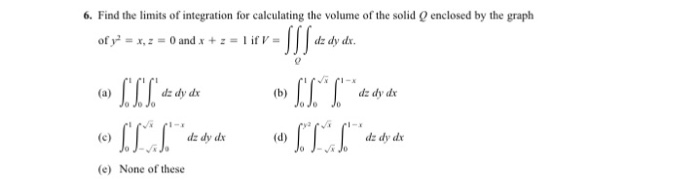 Solved Find the limits of integration for calculating the | Chegg.com
