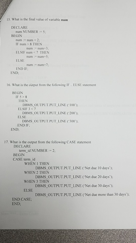 Solved 15 What Is The Final Value Of Variable Num Declare