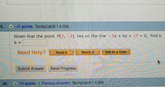 Solved Given that the point P (3, -2) lies on the line -3x + | Chegg.com