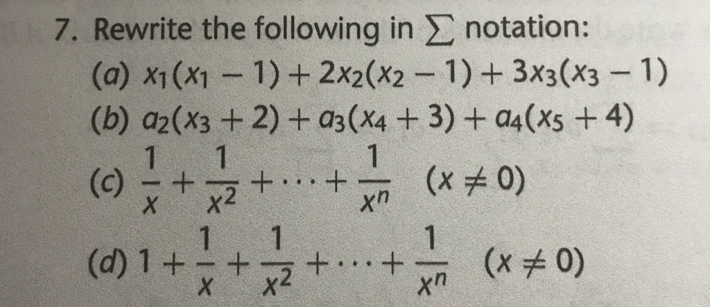 Solved 7. Rewrite the following in ? notation: (a) x1(x1 -1) | Chegg.com