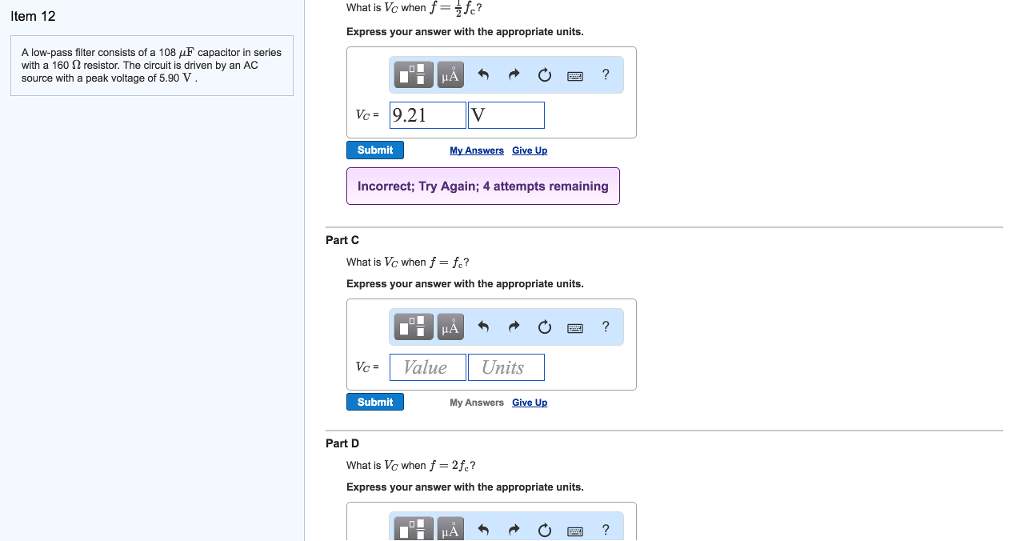 Solved A low-pass filter consists of a 108 mu F capacitor in | Chegg.com