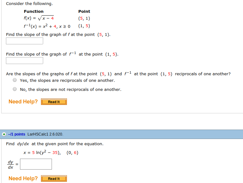 Solved Consider the following. Function Point f-1(x) - | Chegg.com