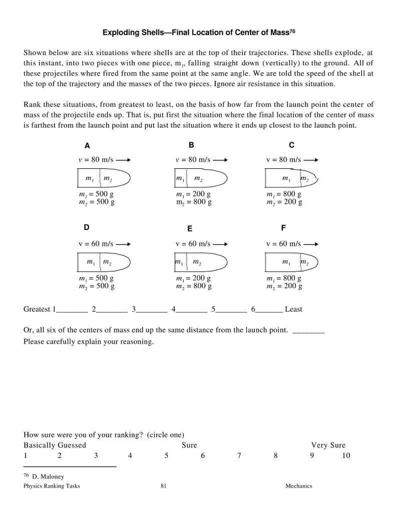 Solved Exploding Shells-Final Location of Center of Mass76 | Chegg.com