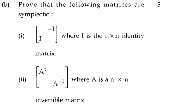 Solved Prove that the following matrices are symplectic: | Chegg.com