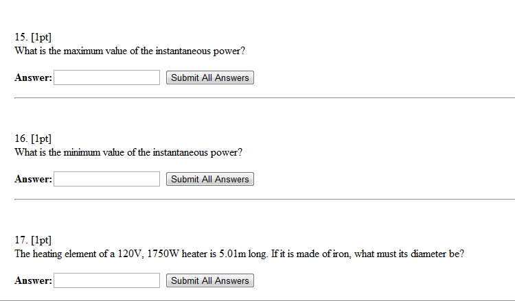 What is the maximum value of the instantaneous power? | Chegg.com