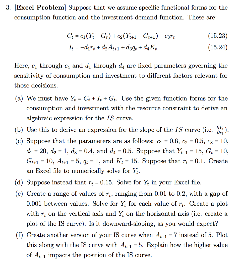 Solved Suppose that we assume specific functional forms for | Chegg.com